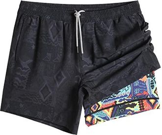 Maamgic Short de course 2 en 1 pour homme avec doublure de compression respirant &agrave; s&eacute;chage rapide Gym Entra&icirc;nement Outdoor Jogging Shorts avec poches zipp&eacute;es,