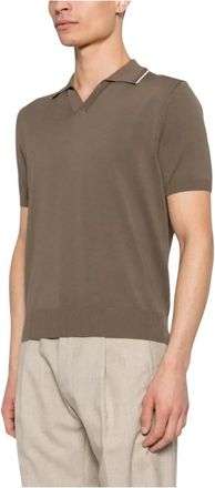 Canali Homme, Tops, Brun, Taille: 3XL Polo &agrave; Bordures C&ocirc;tel&eacute;es
