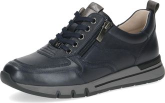 Caprice Comfort Damen Sneaker flach aus Leder Mehrweite H, Blau (Ocean Comb), 39 EU