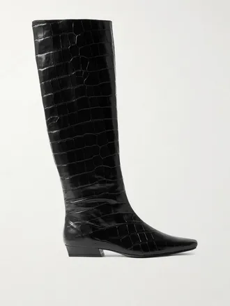 Staud Bottes En Cuir Effet Croco Wally - Noir