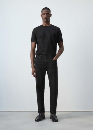 Mango Jean Ben cropped tapered-fit black denim - Homme - 38 - MANGO MAN