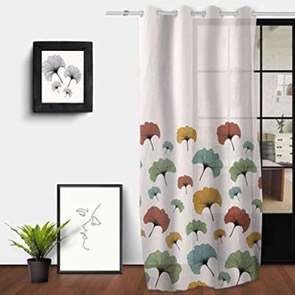 Soleil d'Ocre Soleil dOcre Ginkgo Verschleierung bei Ösen, Ösen, Polyester, Mehrfarbig, 140 x 250 cm