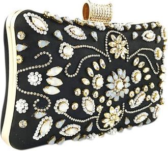 BESPORTBLE Pochette de Soir&eacute;e Femme &Eacute;l&eacute;gante avec Perles et Cristaux Sac Main Compact pour Mariage Banquet Cocktail et &Eacute;v&eacute;nements Formels