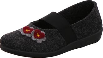 Rohde Damen Hausschuh Filz Ballerina Blütenapplikation Ballerup 2228, Größe:41 EU, Farbe:Grau