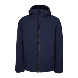 Peuterey Blaue Jacke mit Kapuze und winddichten B&uuml;ndchen - - Jackets - Herren - Blau - L