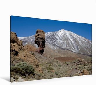 Calvendo Premium Textil-Leinwand 120 x 80 cm Quer-Format Teneriffa - Gottes Finger und der Teide | Wandbild, HD-Bild auf Keilrahmen, Fertigbild auf hochwertige