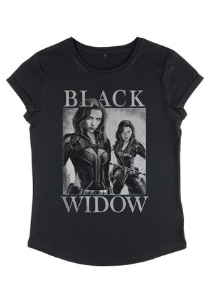 MARVEL Black Widow - Two Widows Mirror Womens Rolled-sleeve Black L