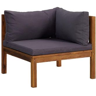 vidaXL Modulares Ecksofa mit Dunkelgrauen Kissen Massivholz Akazie - Vidaxl