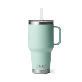 Yeti Rambler Trinkbecher mit Griff und Strohhalm-Deckel, Reisebecher, Wasserbecher, vakuumisolierter Becher mit Griff, Edelstahl, Meeresschaum
