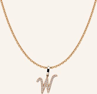 Cada Cada Kette Tiny Diamond Letter W rosegold