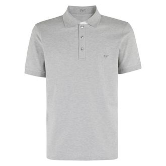 Fay Graues Polo-Shirt Doppelter Kragen - - Tops - Herren - Grau - 3XL