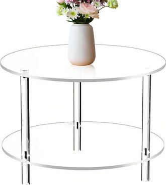 Generico Transparenter Teetisch - Couchtisch aus Acryl mit Nistkasten | transparenter Kaffeetisch mit 2 Ebenen | Abnehmbare Akzentseite | &Auml;sthetische Dekoratio
