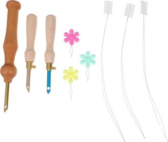 IFUNDOM Verstellbares Punch Needle Satz mit Holzgriff Stickwerkzeug f&uuml;r Selbstgemacht Kreuzstich und Teppichsticken Pr&auml;zise Nadelstanze f&uuml;r Handarbeiten