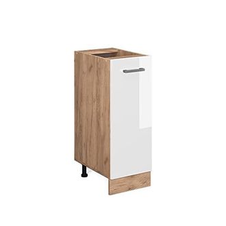 Vicco Meuble de Cuisine R-Line, Blanc Haute Brillance/Ch&ecirc;ne de Force dor&eacute;, 30 cm sans Plan de Travail