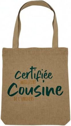 Fabulous Sac Shopping Tote Bag Aspect Lin - Certifi&eacute;e meilleure Cousine de lunivers - Sac de Courses Toile Epaisse 360g Beige Naturel Cabas Port&eacute; Epaule Solide