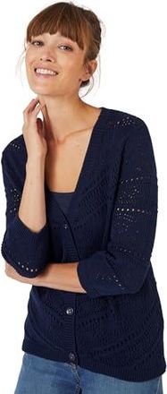 Damart Gilet Maille Ajour&eacute;e Femme Bleu Taille 50/52