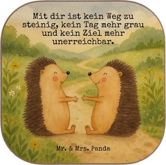 Mr. & Mrs. Panda Untersetzer Tasse Igel Liebe Design - Geschenk, Glasuntersetzer, Tassenuntersetzer, Hochzeitstag, f&uuml;r Gl&auml;ser, Freundin, Glas, Getr&auml;nkeuntersetzer, Ver