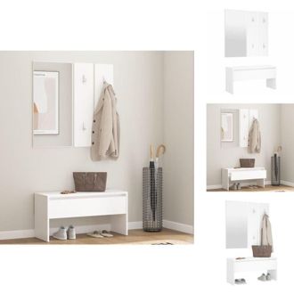 vidaXL Garderoben-Set Wei&szlig; Holzwerkstoff - Flurbank - Holzbank - Garderobe - Schuhschrank - Eingangsbereich M&ouml;bel