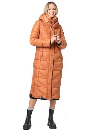 Navahoo B972 Veste dhiver longue pour femme Veste matelass&eacute;e Parka chaude, Cannelle, M