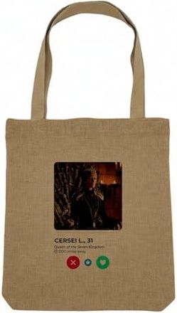Fabulous Sac Shopping Tote Bag Aspect Lin - Cersei Lannister Social Network Meeting Love - Sac de Courses Toile Epaisse 360g Beige Naturel Cabas Port&eacute; Epaule S