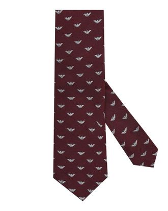 Emporio Armani Seidenkrawatte mit Logo-Muster und Diagonalstruktur in