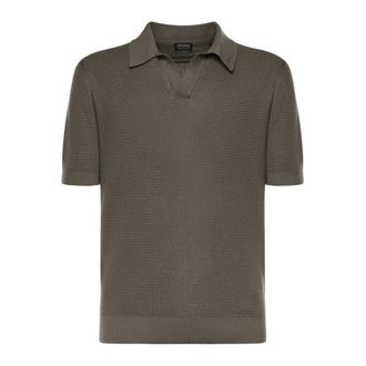 Ermenegildo Zegna Homme, Tops, Brun, Taille: M Polo en coton piqu&eacute;
