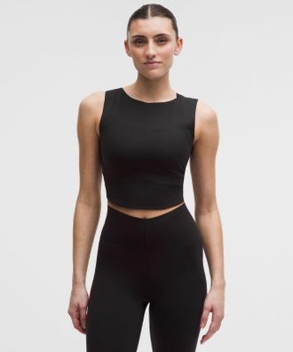 lululemon Glow Up Hochgeschlossenes Tanktop f&uuml;r Frauen - Gr&ouml;&szlig;e 10 in Black