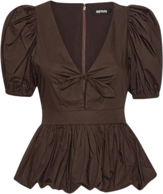 Rotate Rotate Birger Christensen, Femme, Blouses et Chemises, Brun, Taille: 36 FR Haut Bouffant &agrave; Bulles