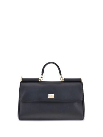 Dolce & Gabbana Womens Handbag My Sicily Black Calf Leather Shoulder Bags