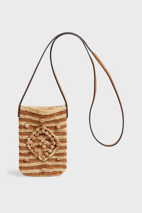 Gerard Darel Porte t&eacute;l&eacute;phone en raphia ray&eacute; - ROSIE - Camel