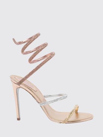 Rene Caovilla Sandales Cleo en tissu lamin&eacute; avec strass et bride Snake