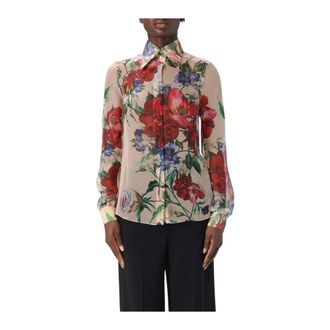 Dolce & Gabbana Femme, Blouses et Chemises, Multicolore, Taille: 38 FR Chemise &Eacute;l&eacute;gante en Soie Florale &agrave; Manches Longues