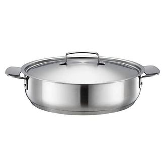 Fiskars Sauteuse avec Couvercle, Ø 28 cm, Anti-adhésive, Convient pour toutes les Cuisinières, Inox recyclé, All Steel, Argenté, 1064749