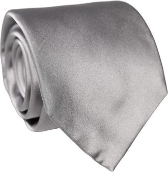 Dolce & Gabbana Gray Satin Silk Adjustable Men Tied Necktie Tie