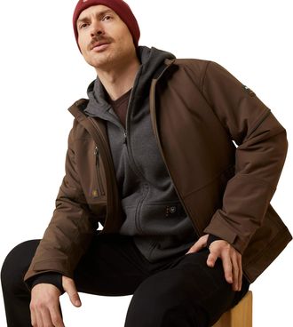 Ariat Mens Rebar DriTEK DuraStretch Insulated Jacket Long Sleeve in Wren, Size X-Small, by Ariat