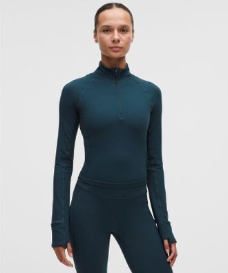 lululemon Its Rulu Crop-Oberteil mit halblangem Rei&szlig;verschluss f&uuml;r Frauen - Gr&ouml;&szlig;e XL in Indochine Blue