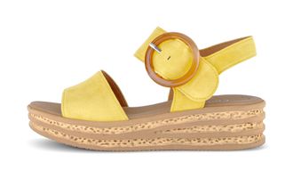 Gabor Keilsandalette GABOR, Damen, Gr. 39, dunkelgelb, Ziegenveloursleder, unifarben, Schuhe, Riemchensandale, Sommerschuh mit modischer Zierschnalle