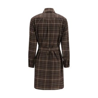 Burberry House Check Cotton Shirt Dress - Brown