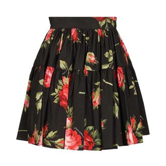 Dolce & Gabbana Rose Bouquet-print Short Skirt - - Skirts - Damen - Schwarzk - M