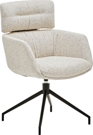 Dieter Knoll Collection Armlehnstuhl, Schwarz, Beige, Metall, Textil, Drehkreuz, 62x92x66 cm, Lederauswahl, Stoffauswahl, Sitzfläche 360° drehbar