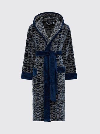 Philipp Plein Peignoir &agrave; capuche en &eacute;ponge de coton avec monogramme Hexagon