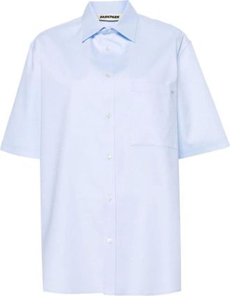 Darkpark Darkpark, Femme, Blouses et Chemises, Bleu, Taille: 36 FR Chemise Boutonn&eacute;e &agrave; Manches Courtes