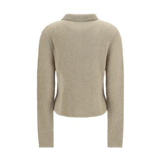 Our Legacy Womens Beige Alpaca Vicugna Pacos Polo Shirt