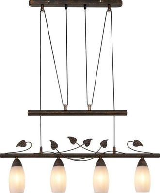 Nowa Nowa - Zugpendelleuchte H&auml;ngelampe Esszimmerlampe H&ouml;henverstellbar Glas Alabaster rost