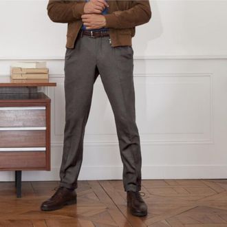 Bexley Pantalon Lelian - Costume homme chevron taupe fonc&eacute;