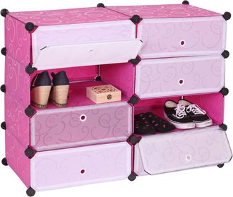 Mendler Schuhschrank HWC-B66, Schuhablage Schrank Steckregal Aufbewahrung, 8 Fächer 73x92x36cm - rosa