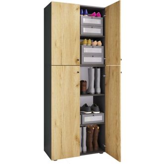 VCM Armoire de v&ecirc;tements Lona L. 70 x H. 184 x P. 40 cm Anthrazit / Honig-Eiche