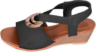 Generic Sandales dété tendance pour femme avec petit talon, Noir, 40.5 EU