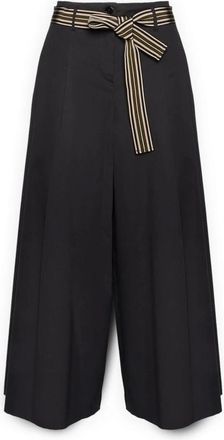 Elena Miro Femme, Pantalons, Noir, Taille: 56 FR Pantalon Popeline Court Taille Haute avec Ceinture