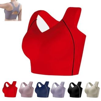 Generic Elimuse Bra, Mirahug - Soutien-gorge correcteur ultime de levage et de mise en forme, dos en X, sans couture, sans armatures, Rouge, 3XL